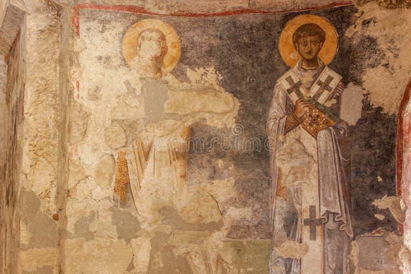 The Frescoes and Interior of the Church of St. Nicholas. Turkey Stock ...