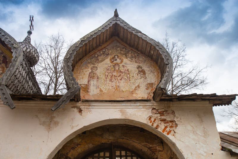 Frescoes Over the Gate To the Znamensky Cathedral in Novgorod City ... Frescoes Over the Gate To the Znamensky Cathedral in Novgorod City ...