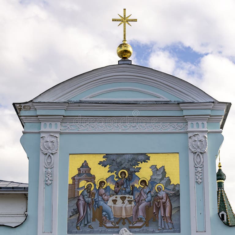 Frescoes on the Wall of the Monastery Stock Image - Image of blessing ...
