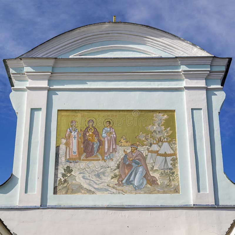 Frescoes on the Wall of the Monastery Editorial Stock Image - Image of ...
