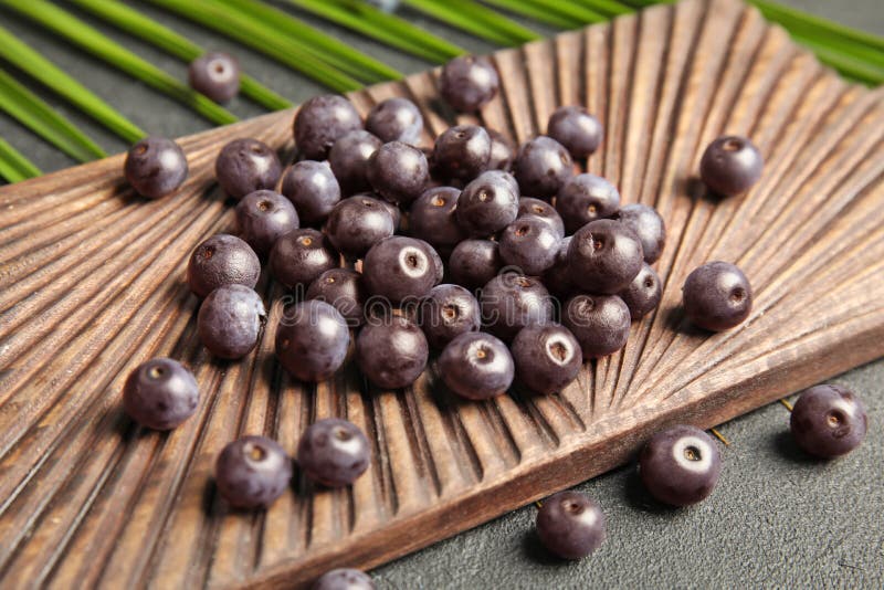 Fresh Acai Berries on Wooden Board Stock Photo - Image of healthy ...