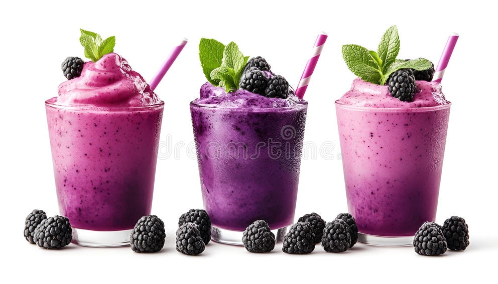 Fresh Acai Juice, Isolated on White, Set Stock Image - Image of juice ...