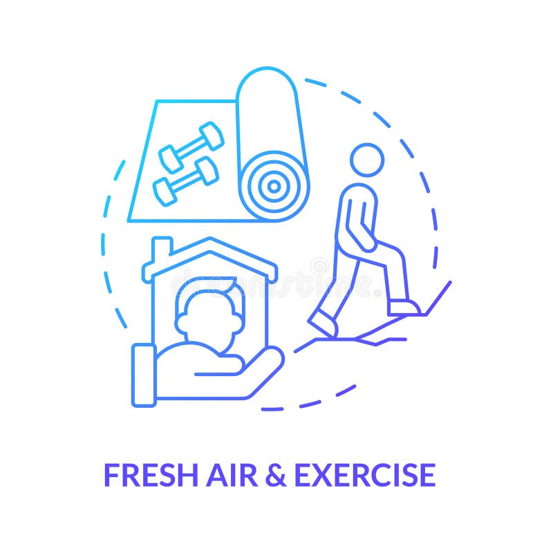 Fresh Air and Exercise Blue Gradient Concept Icon Stock Illustration ...