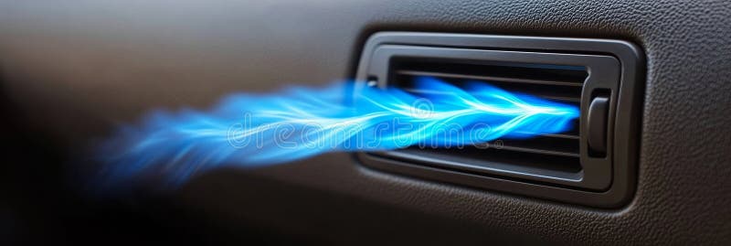 Fresh Air Flowing from Car Air Conditioning Vent, Creating Dynamic Blue ...