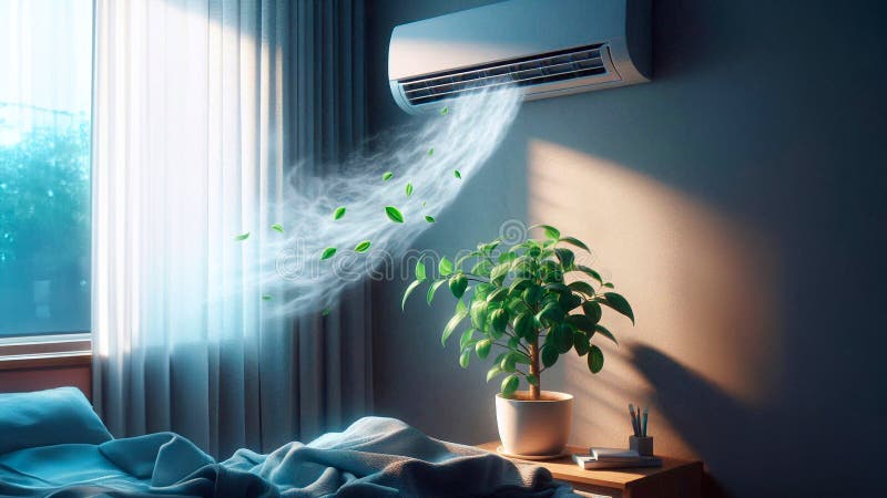 Fresh Air Flows from the Air Conditioner. Generated AI Stock ...