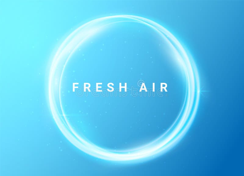 Fresh Air Flow Wind Clean Breath Spiral Blue 3d Background. Cool Air ...