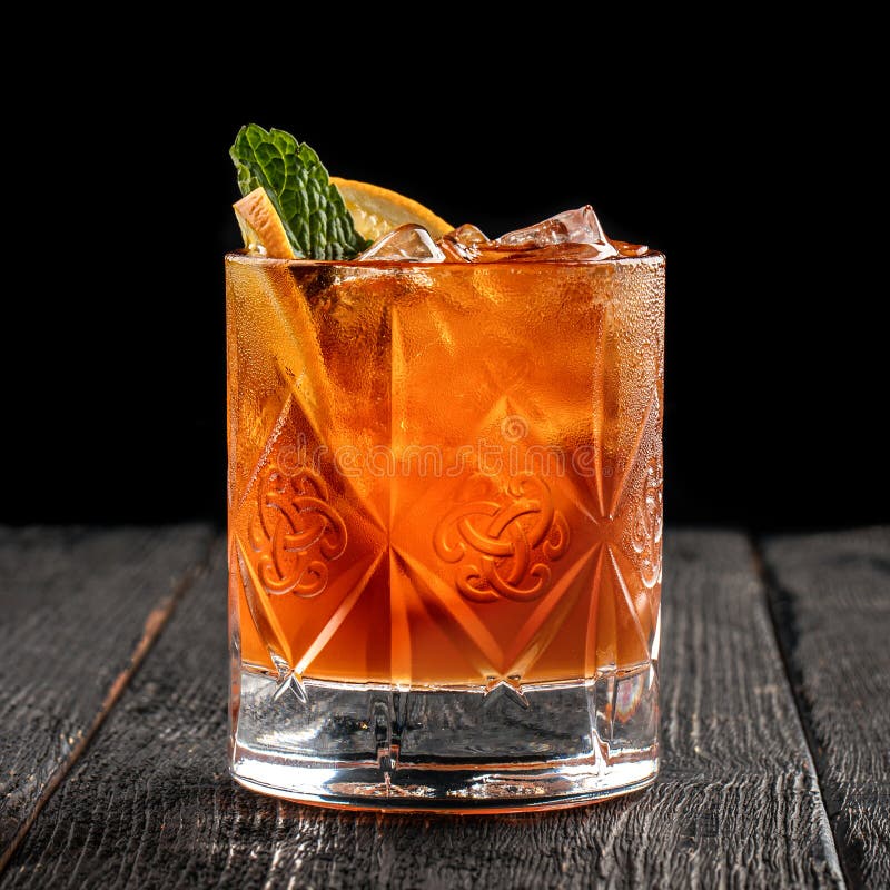 Fresh Alcoholic Cocktail Garnished with Orange Stock Image - Image of ...