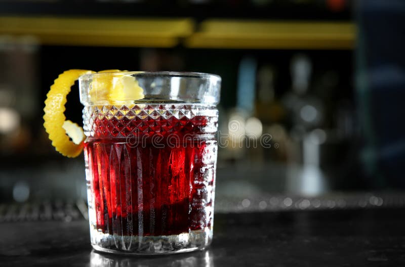 Fresh Alcoholic Red Russian Cocktail on Bar Counter Stock Photo - Image ...