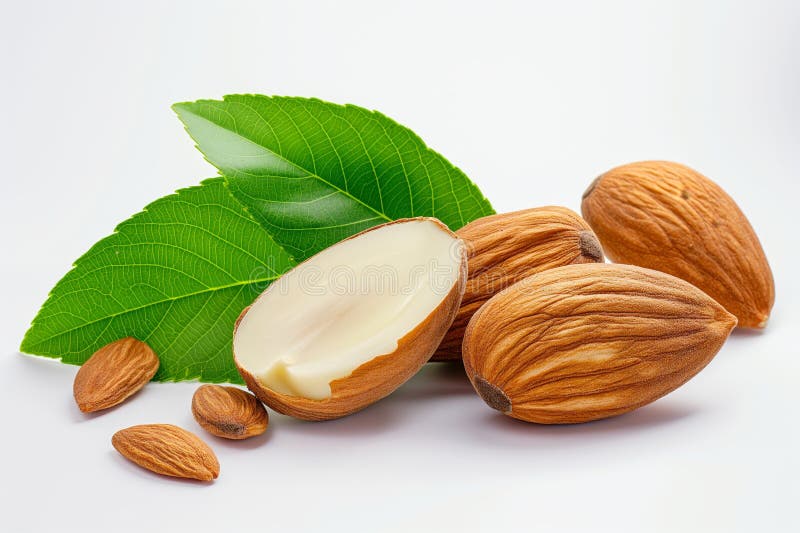 Fresh Almonds with Leaves stock image. Image of ingredient - 317177301
