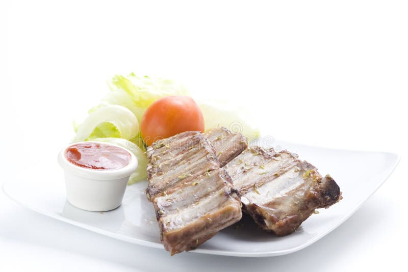 Fresh American Ribs Oregano Bbq Sausace Stock Image - Image of plate ...