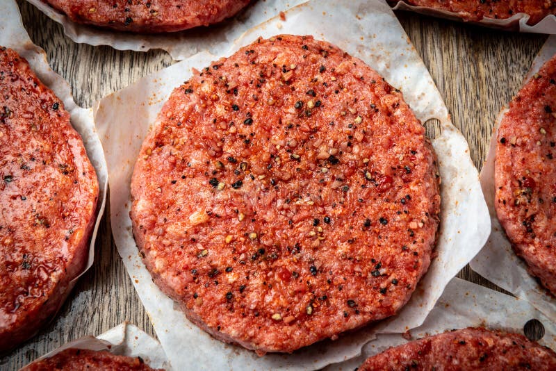 Fresh Angus Beef Burger Patties Stock Image - Image of shot, junk ...