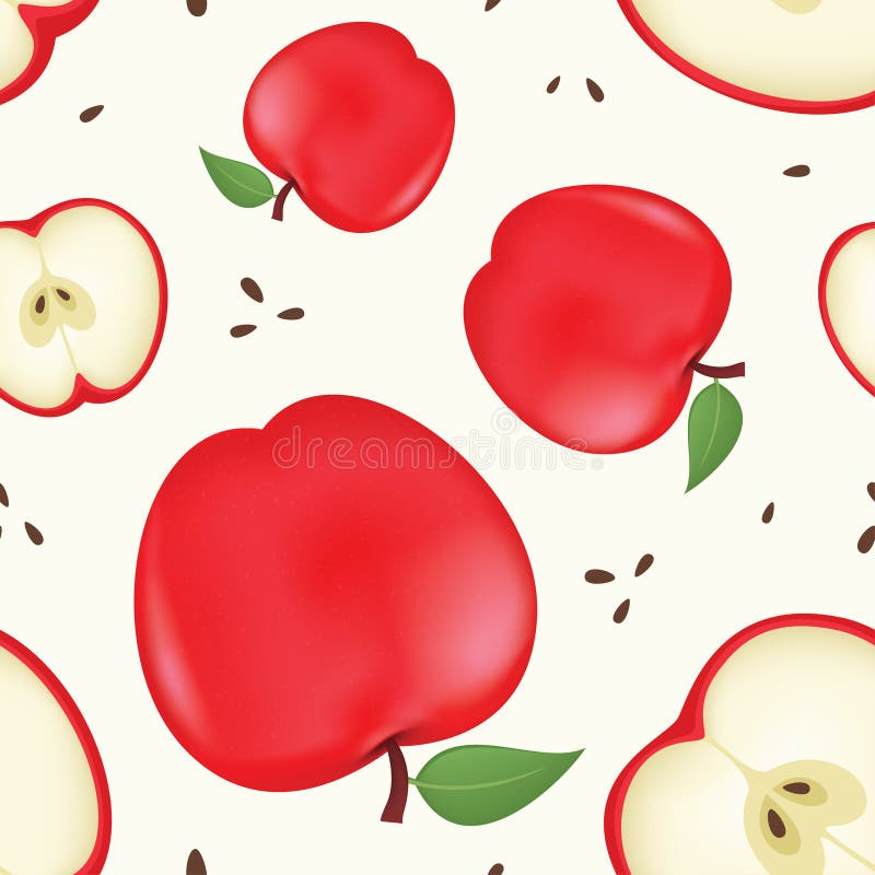Vector Apple Seamless Pattern Stock Vector - Illustration of natural ...