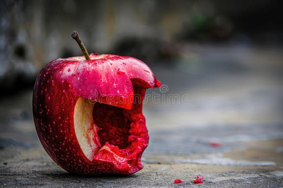Fresh Apple with a Chunk Missing from the Bite Side Stock Image - Image ...