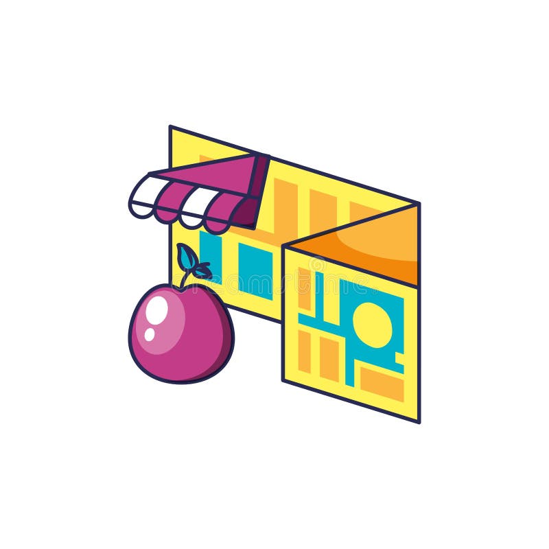 Fresh Apple Fruit with Map Guide Location Stock Illustration ...