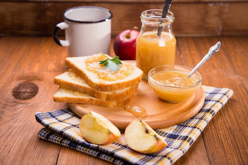 Fresh apple jam stock photo. Image of beauty, wooden - 66510824