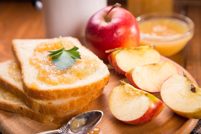 Fresh apple jam stock image. Image of bread, containeer - 66512837