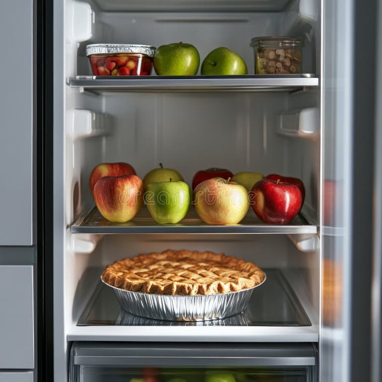Fresh Apple Pie and Fruit in Refrigerator Featuring Apples and Desserts ...