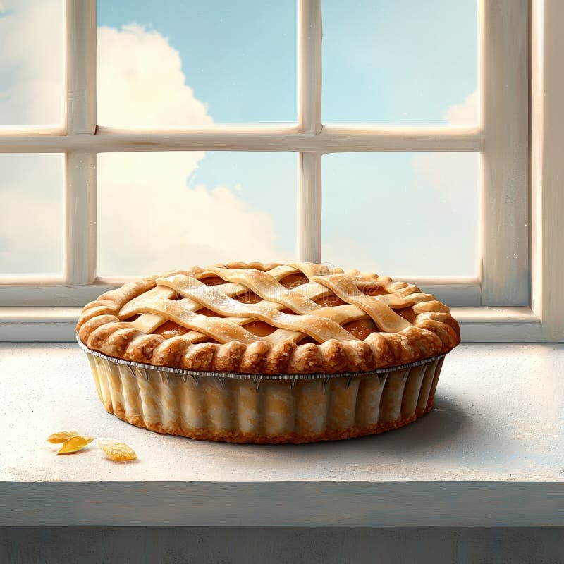 Fresh Apple Pie on a Windowsill Stock Illustration - Illustration of ...