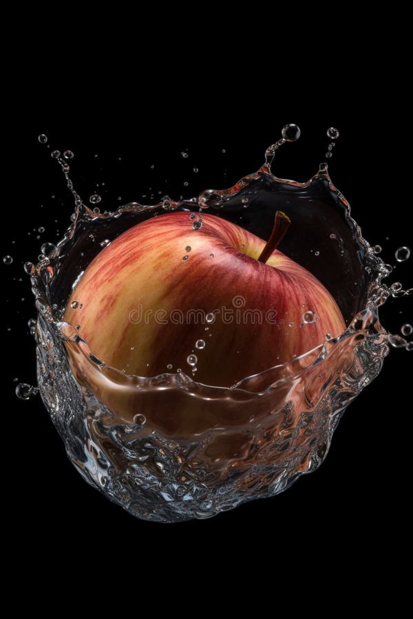 Fresh Apple with Splash and Drops of Water Stock Illustration ...