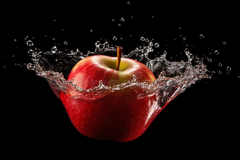 Fresh Apple with Splash and Drops of Water Stock Illustration ...