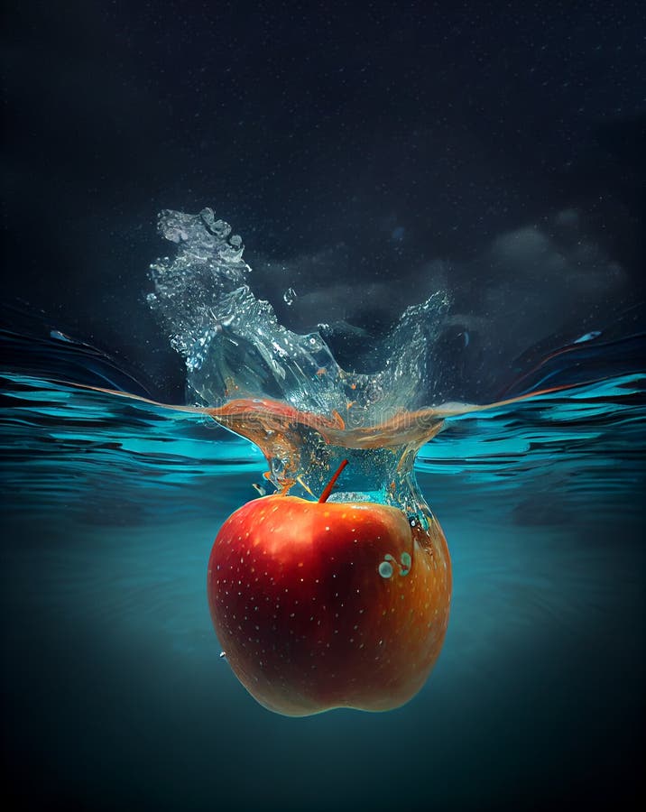 Fresh Apple with Splash of Water. Stock Illustration - Illustration of ...