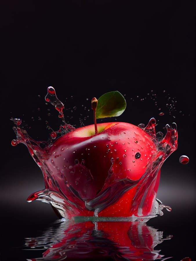 Fresh Apple with Splash of Water. Stock Illustration - Illustration of ...
