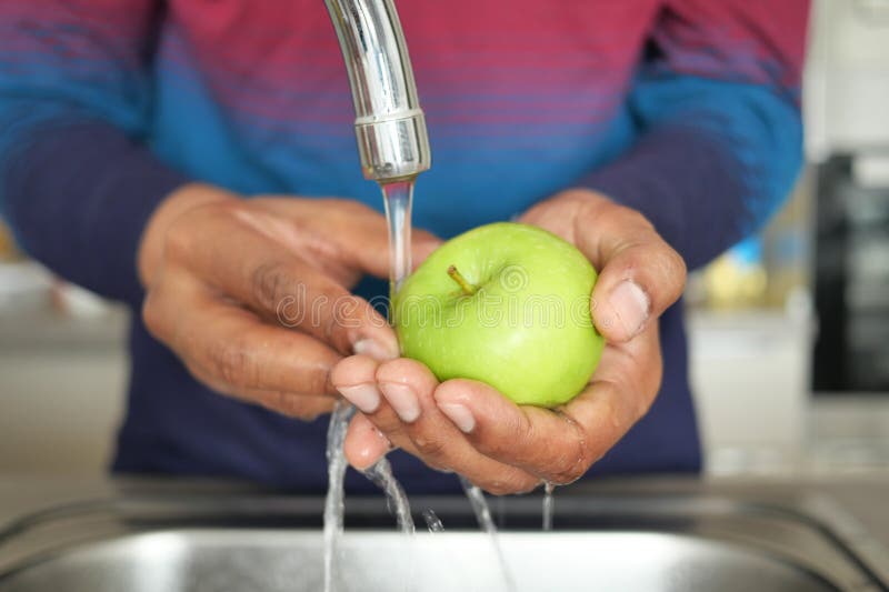 Fresh Apple Washing with Hand. Stock Image - Image of healthy, water ...