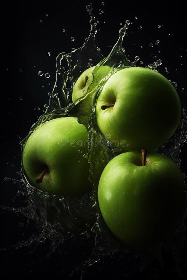 Fresh Apple with Water Splash Stock Illustration - Illustration of ...