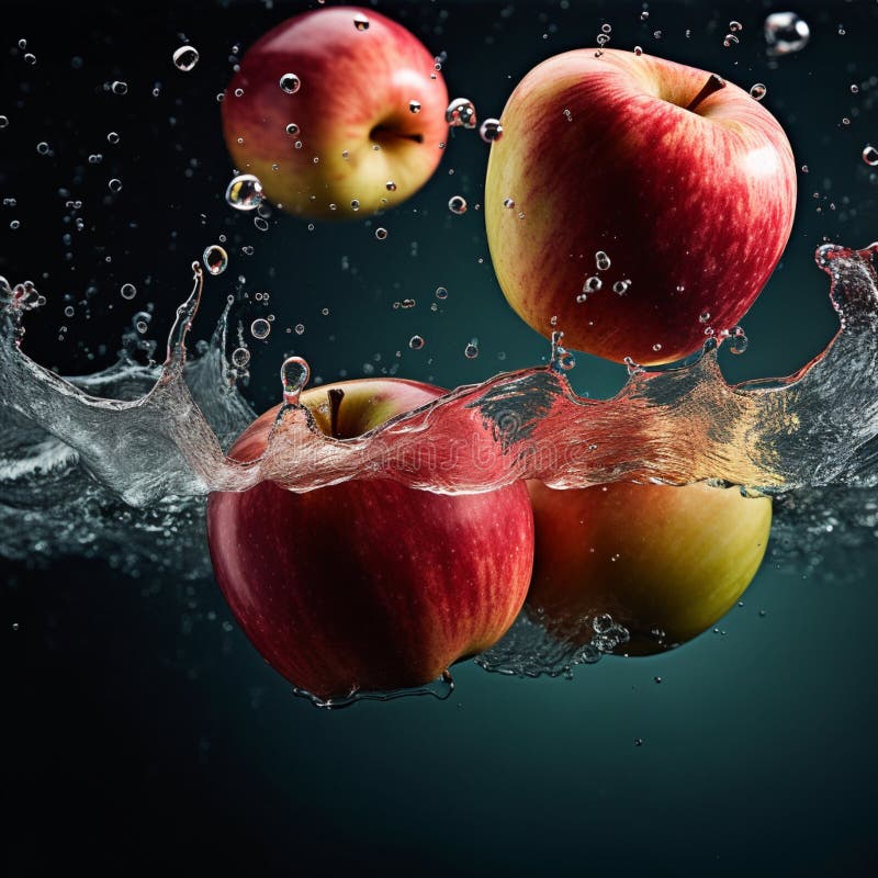 Fresh Apple with Water Splash Stock Illustration - Illustration of ...