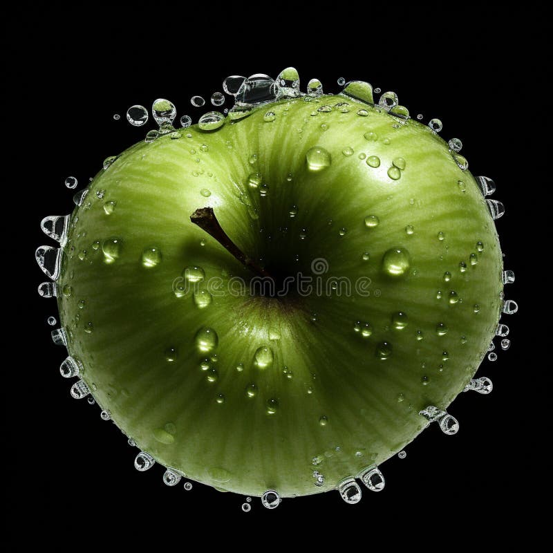 Fresh Apple with Water Splash Stock Illustration - Illustration of ...