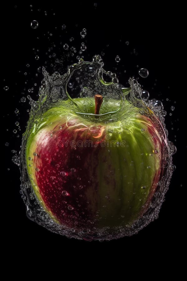 Fresh Apple with Water Splash Stock Illustration - Illustration of ...