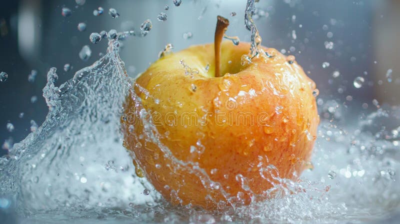 Fresh Apple with Water Splashes on a Clean Background Stock Photo ...