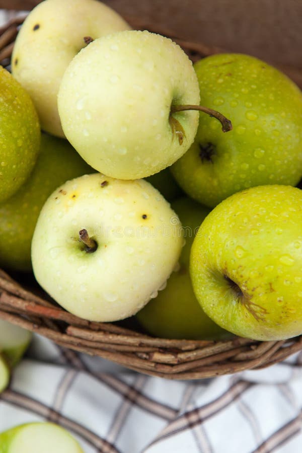 Fresh apples in a basket stock image. Image of shiny - 32975637