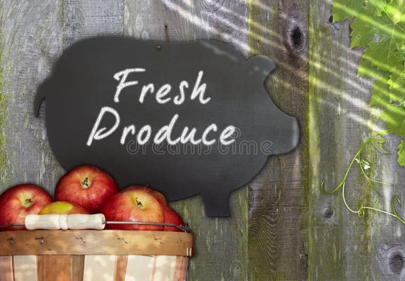 Fresh Apples & Black Pig Chalkboard Menu Grape Stock Image - Image of ...