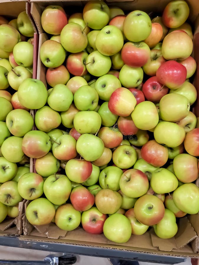 Fresh Apples are in a Box in the Store Stock Image - Image of store ...