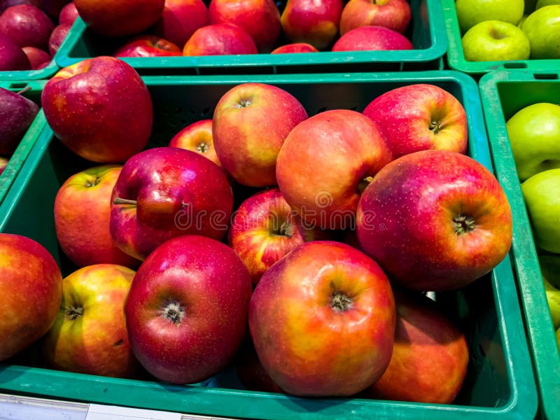 Fresh Apples are in a Box in the Store Stock Image - Image of organic ...