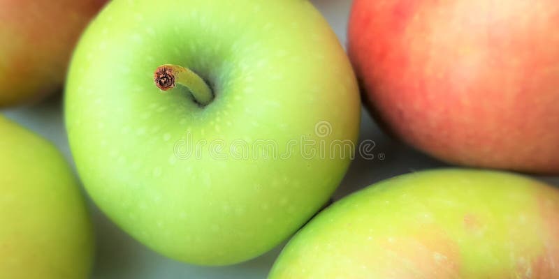 Fresh Apples of Different Colors on the Table Stock Image - Image of ...