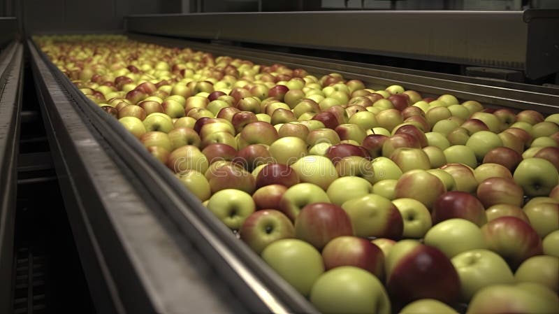 Fresh Apples in a Health Food Processing Facility Ready for Automated ...