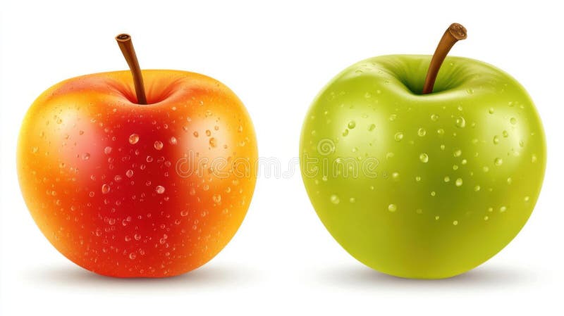 Fresh Apples, Red and Green Varieties Stock Photo - Image of droplets ...