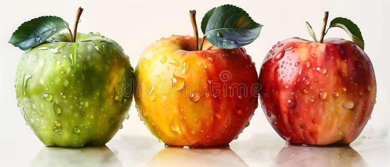 Fresh Apples with Water Droplets Showcasing Vibrant Colors and Textures ...