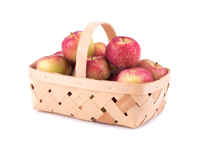 Fresh Apples in a Wooden Basket Stock Photo - Image of color, basket ...