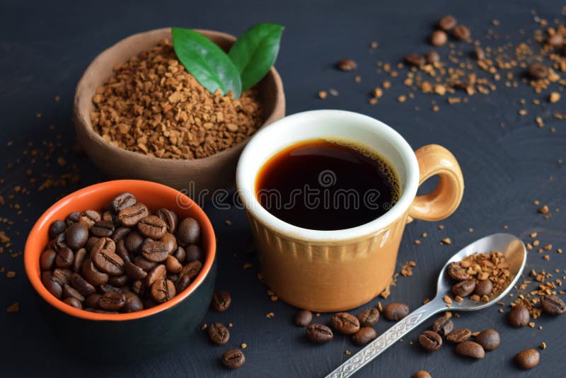 Fresh aromatic coffee. stock photo. Image of bean, beverage - 205632974
