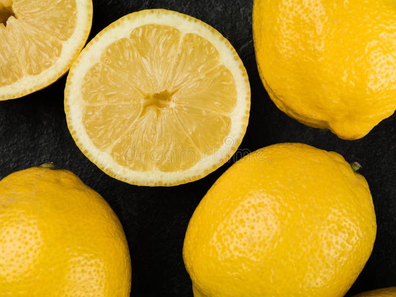 Fresh Aromatic Lemons Citrus Fruit Stock Image - Image of eating, black ...