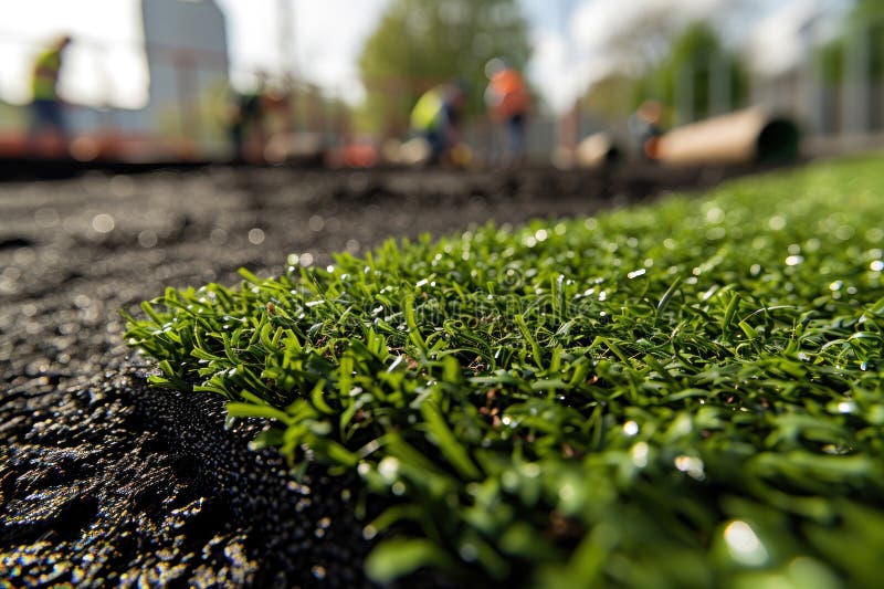 Fresh Artificial Turf Installation Close-Up. Stock Photo - Image of ...