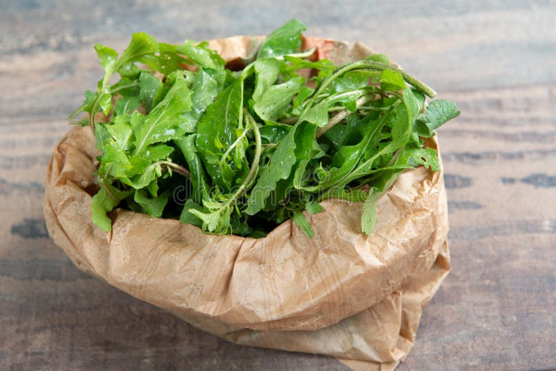Fresh Arugula Salad in the Paper Bage Stock Image - Image of food ...