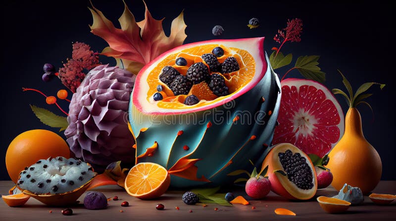 Fresh Assorted Fruits Colorful Background AI Generative Stock ...