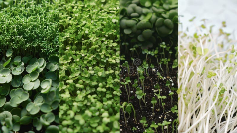 Fresh Assorted Microgreens Growing in Sunlit Environment Stock Photo ...