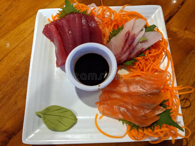 Fresh Assorted Sashimi Fish Plate Stock Photo - Image of fish, yummy ...