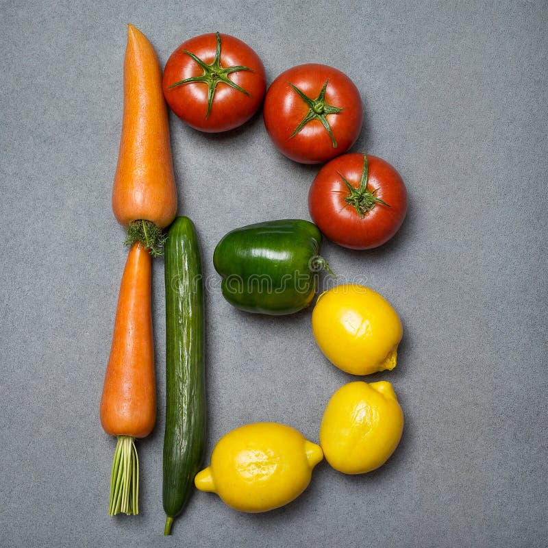 Fresh Assortment of Vegetables Forming the Shape of an Alphabet. Stock ...