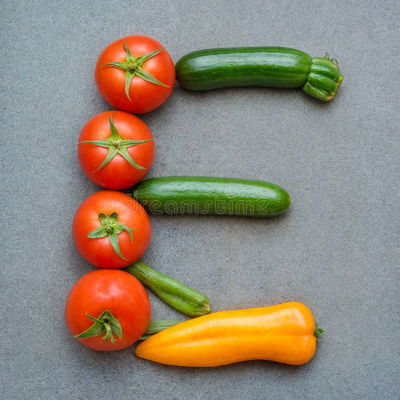 Fresh Assortment of Vegetables Forming the Shape of an Alphabet. Stock ...
